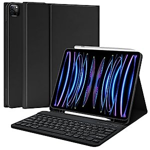 TQQ for iPad Air 13-inch (M3/M2, 2025/2024) & Pro 12.9 inch Case with Keyboard, Keyboard case for 12.9-inch iPad Pro 6th/5th Gen - with Pencil Holder for iPad Air 13-inch/iPad Pro 12.9 Black