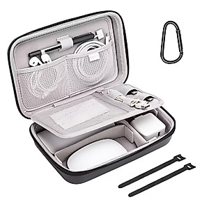 MOSISO Electronic Organizer Travel Case Compatible with MacBook Power Adapter, Compatible with Magic Mouse & Pencil, SD Card, USB Flash Disk with 4 Modular Insert & 2 Cable Tie & Snap Hook, Black