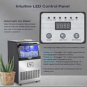 DESENNIE 110V Ice Maker Machine 70LBS/24H | Make a Appointment | Auto Clean | Blue Light | Adjustable Ice Cube | Freestanding Undercounter Countertop for Home Bar Office