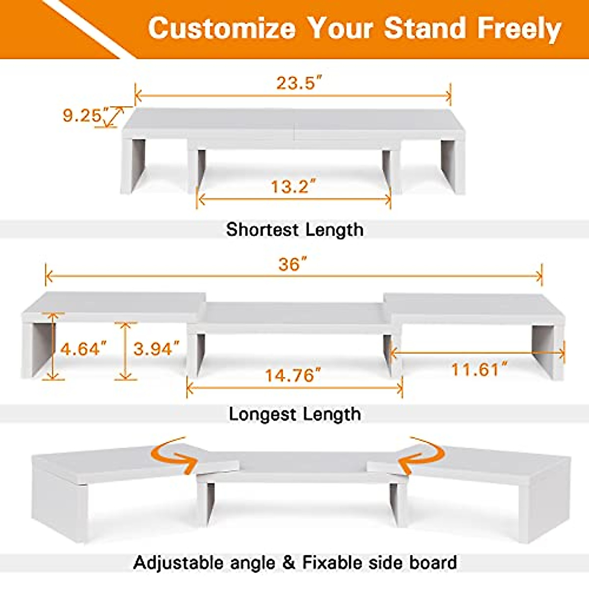 SUPERJARE L Shaped Desk with Power Outlets and Dual Monitor Stand Riser