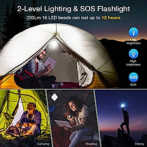 Powerness U36 10050mAh Power Bank Charger with LEDs Panel Light for Cellphones, Tablets, IP67 Waterproof Perfect Lantern Flashlight for Emergency, Car Repairing, Hiking, Workshop, Fishing