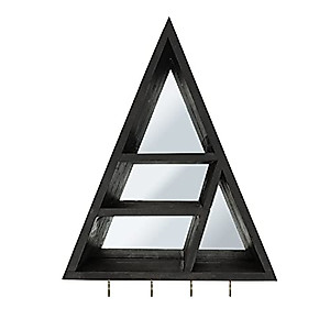 Triangle Shelf - Crystal Display Shelf for Holding Crystals & Home Trinkets, Rustic Wooden Wall Mounted Crystal Geometric Triangle Shaped Shelf