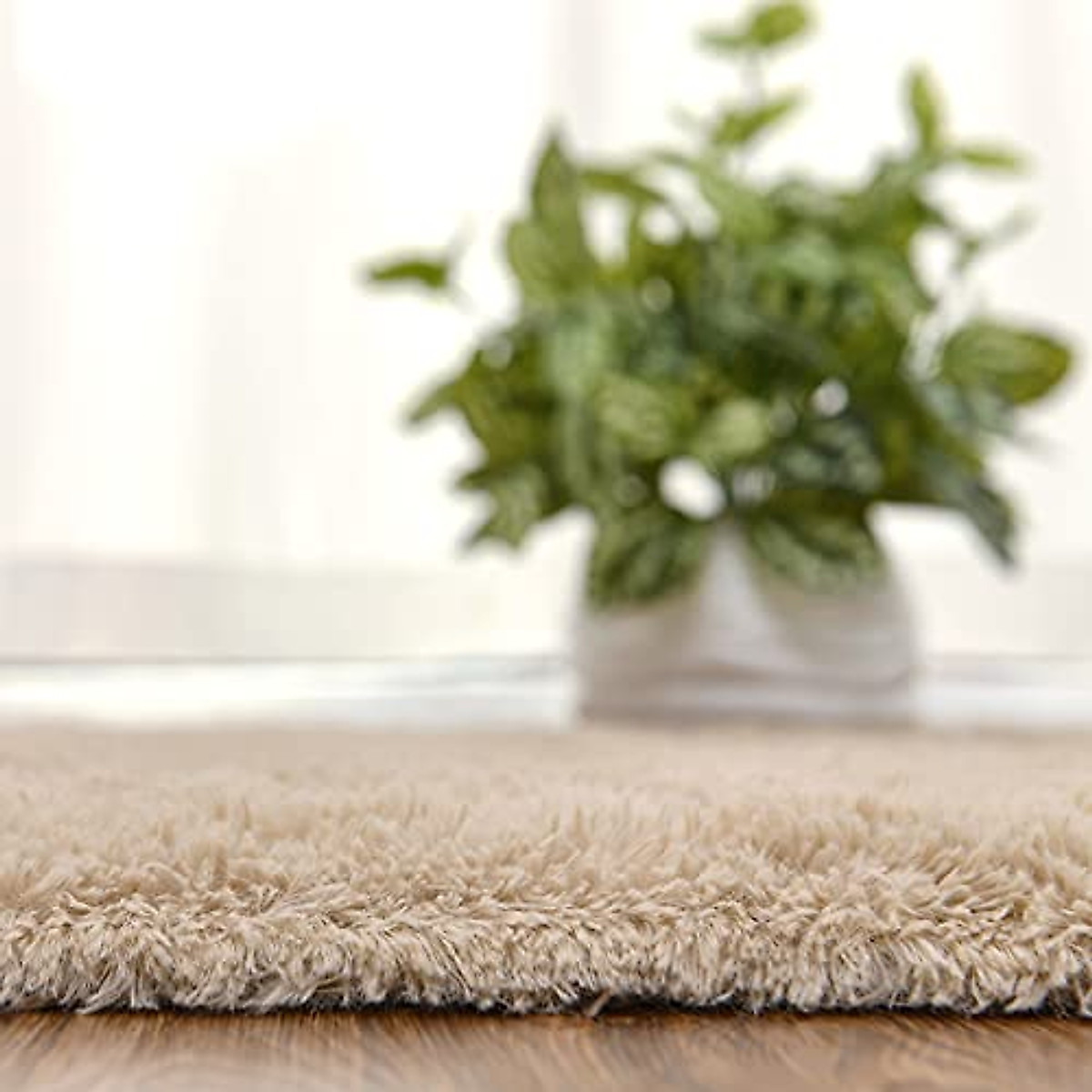 Softlife Fluffy Rugs for Bedroom, Shag Cute Area Rug for Girls and Kids Baby Room Home Decor, 2.6 x 5.3 Feet Oval Indoor Carpet for Nursery Dorm Living Room, Camel