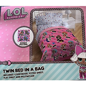 Franco LOL Surprise Comforter and Sheet Set with Bonus Pillow 5 Piece Twin Size