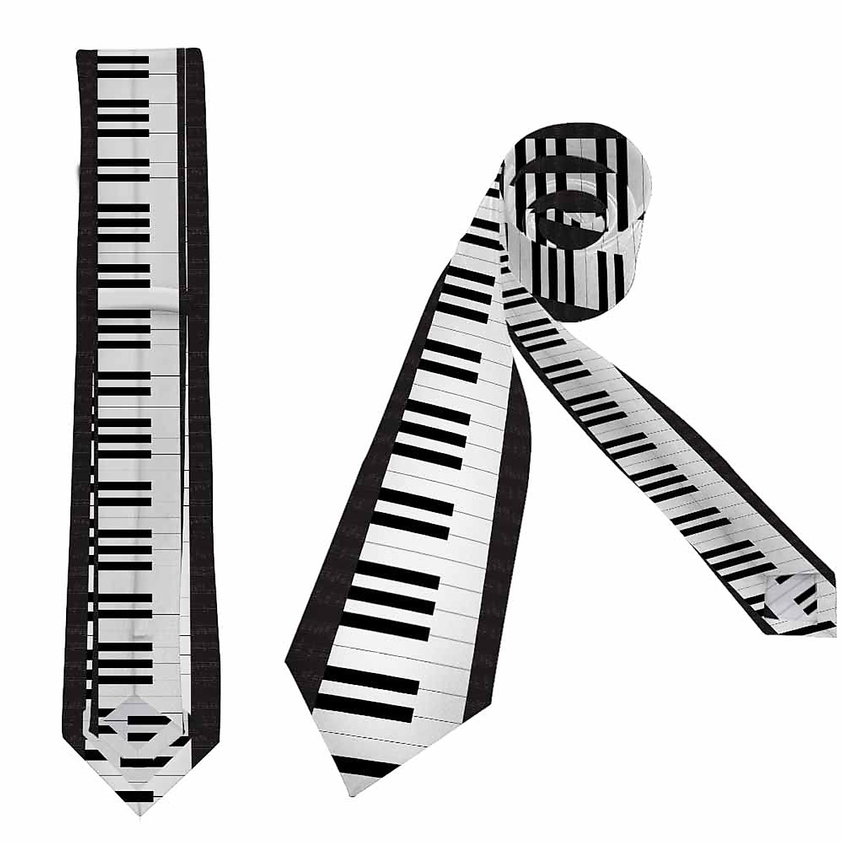 Yekiua Keyboard Ties Piano Keys Key Board Musical Instrument Men's Business Necktie For Husband Father Valentine's Day Father's Day Gift White Black