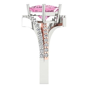 Clara Pucci 2.45ct Princess Cut Solitaire Genuine Pink Simulated Diamond Engagement Promise Anniversary Bridal Ring 18K 2tone Gold 6.75