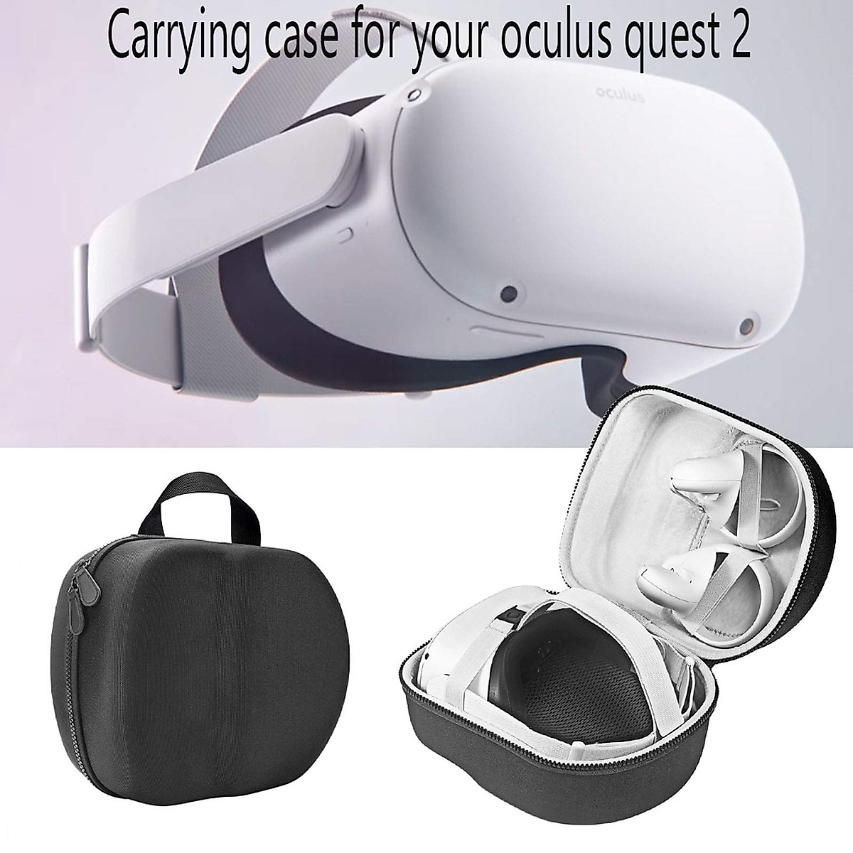 Hard EVA Carrying Case for Oculus Quest 2VR Headset and Accessories, All-in-oneVR Gaming Headset Storage Bag Box Travel Carrying Case Portable (Black)