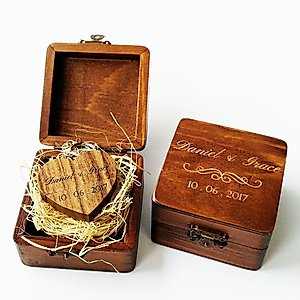 Personalized Wooden Heart Shaped Walnut 8GB USB Flash Drive, Engraved Wood USB Drive Custom Wooden Box, Wedding Photo Storage Gift, Birthday Gift, Business Promotional Gift (USB in Wooden Box)