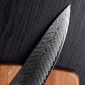 Seido Knives 8" Inferuno Gyuto AUS10 Damascus Chef Knife - Premium High-Carbon Stainless Steel Blade with Exquisite Damascus Pattern, Ergonomic Maple Wood Handle for Precision Cooking