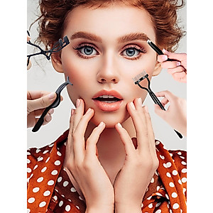 EBANKU 7pcs Eyelash Comb Brush Tools Eyebrow Brush Comb Eyelash Separator Tool Professional Eye Brow Spoolie Brushes for Makeup Grooming Eyelash Curler Silicone Refill Pads Tweezers Scissors