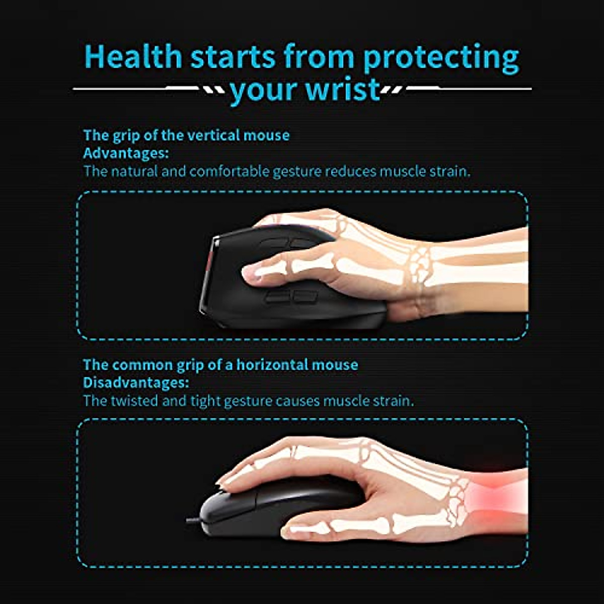 Wireless Bluetooth Ergonomic Vertical Mouse Programmable Custom Buttons Onboard Memory USB Computer Mouse for Office Gaming Right Hand PC Mouse