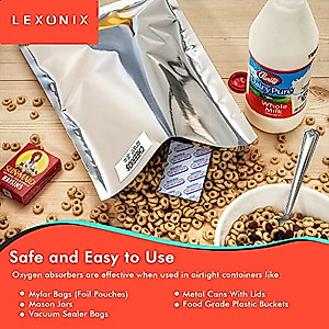 Lexonix 300cc (100 Pack) Food Grade Oxygen Absorbers for Food Storage, (5 Pcs Pack of 20 sets) for Vacuum Seal or Mylar Bag Food Storage Keep Food Fresh Anti Oxygen Absorbing Packets (300cc)