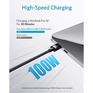 Anker USB C Hub, 552 USB-C Hub (9-in-1, 4K HDMI) with 100W Power Delivery, 4K@30Hz HDMI, 4 USB-C and USB-A Data Ports, Ethernet and SD/microSD Card Slot & New Nylon USB C to USB C Cable 100W 10ft