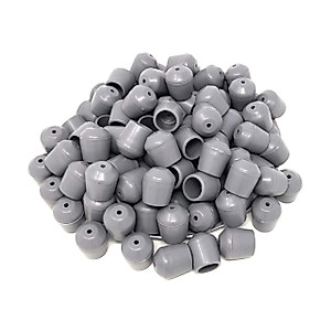 100 Pack Chair Leg Caps for Party Rental Style Plastic Folding Chairs, Fits 3/4 Inch Dia. Frame, Protect Floors Gray