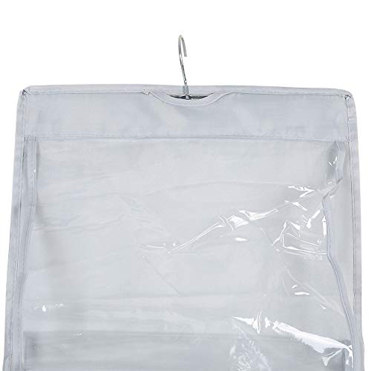 Hanging Handbag Organizer for Closet, Clear Hanging Purse Organizer Storage for Purses and Handbags with 10 Pocket for Bedroom(Light Grey)