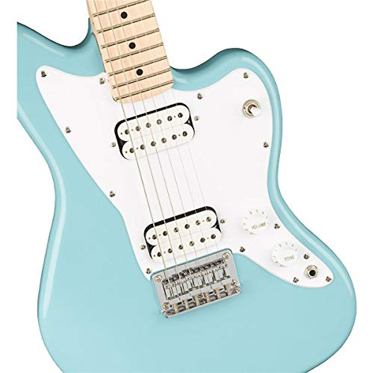 Squier Mini Jazzmaster Electric Guitar, Daphne Blue, Maple Fingerboard