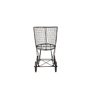 Creative Co-op Vintage Metal Laundry Basket with Wheels 25" x 15" x 26 3/4" (W x D x H)