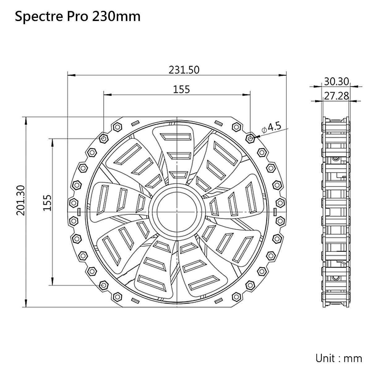 BitFenix Spectre Pro 230mm Case Fan BFF-SPRO-23030KK-RP Black