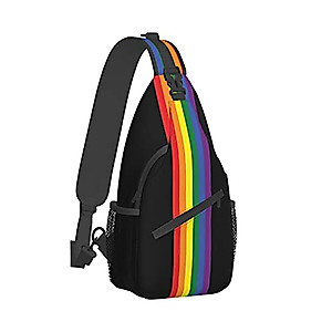 MANQINF Funny Rainbow Lgbt Gay Pride Sling Bag Crossbody Backpack for Men Women Lgbt Sling Backpack Hiking Daypack