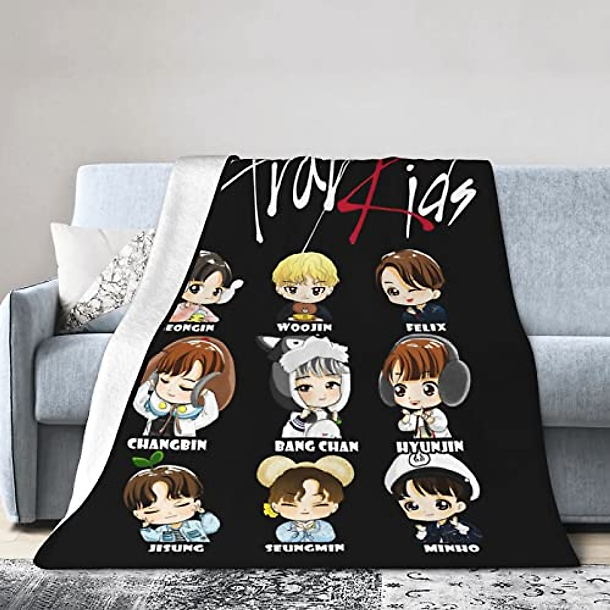 Stray Kids Blanket Merch Throw Blanket Fleece Lightweight Soft for Bed 80"X60" for Adults