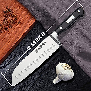 Gioventù Santoku Knife - 7 inch Kitchen Knife Forged from German Stainless Steel 5Cr15Mov(HRC58), Full Tang, Razor Sharp Blade for Slicing, Dicing&Chopping