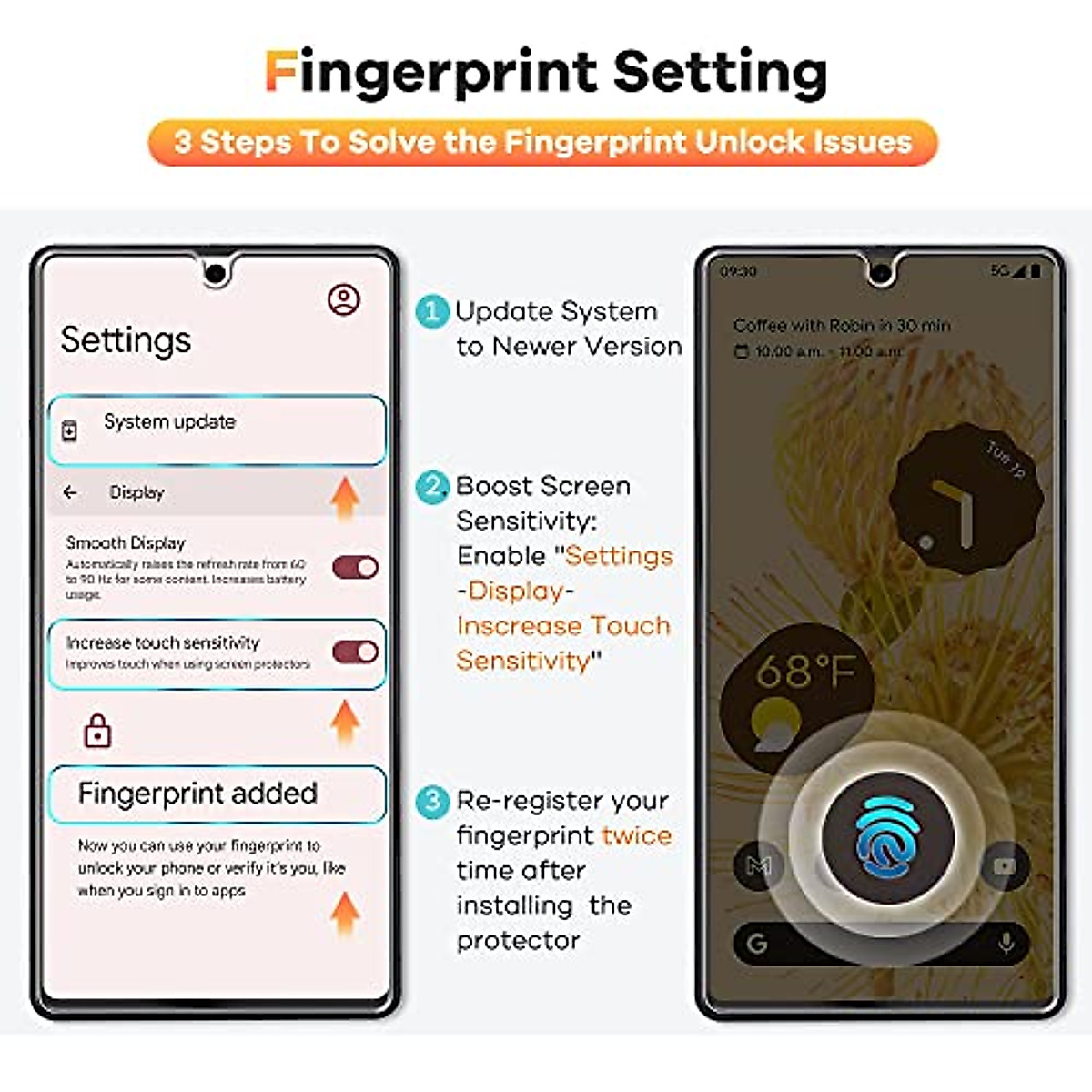 AACL 3 Pack for Google Pixel 7 Screen Protector Tempered Glass 9H 5G Bubble Free Fingerprint Unlock Compatible Case Friendly Anti Scratch Durable with Alignment Tool