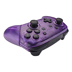 eXtremeRate Clear Atomic Puple Faceplate Backplate Handles for Nintendo Switch Pro Controller, DIY Replacement Grip Housing Shell Cover for Nintendo Switch Pro - Controller NOT Included