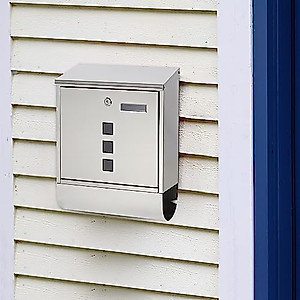 Wall Mounted Mailboxes with Key Lock, Lovndi Large Capacity Drop Mail Locking Box for Outdoor, Lockbox (2210 Stainless Steel)