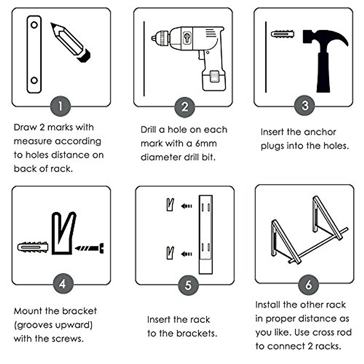 LIVEHITOP Wall Mounted Clothes Rack 2 Pcs, Folding Coat Hanger Dryer Hanging Rail Rod Wardrobe Hooks for Bathroom Balcony RV Indoor Outdoor (Silver, Rod)