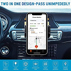 Wireless Car Charger, 15W Fast Charging Auto Clamping Car Charger Phone Mount Phone Holder, 360° Car Phone Holder Stand, Car Phone Holder Mount for All Phone