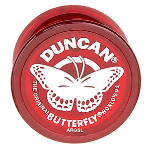 Duncan Toys Butterfly Yo-Yo, Beginner Yo-Yo with String, Steel Axle and Plastic Body, Red