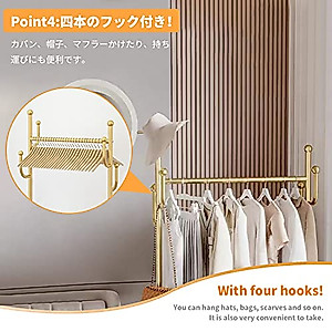 BOOSDEN Clothing Rack, Metal Clothes Hanger Rack with Wheels and Hooks, Portable Rolling Garment Rack for Hanging Clothes, Golden Yellow