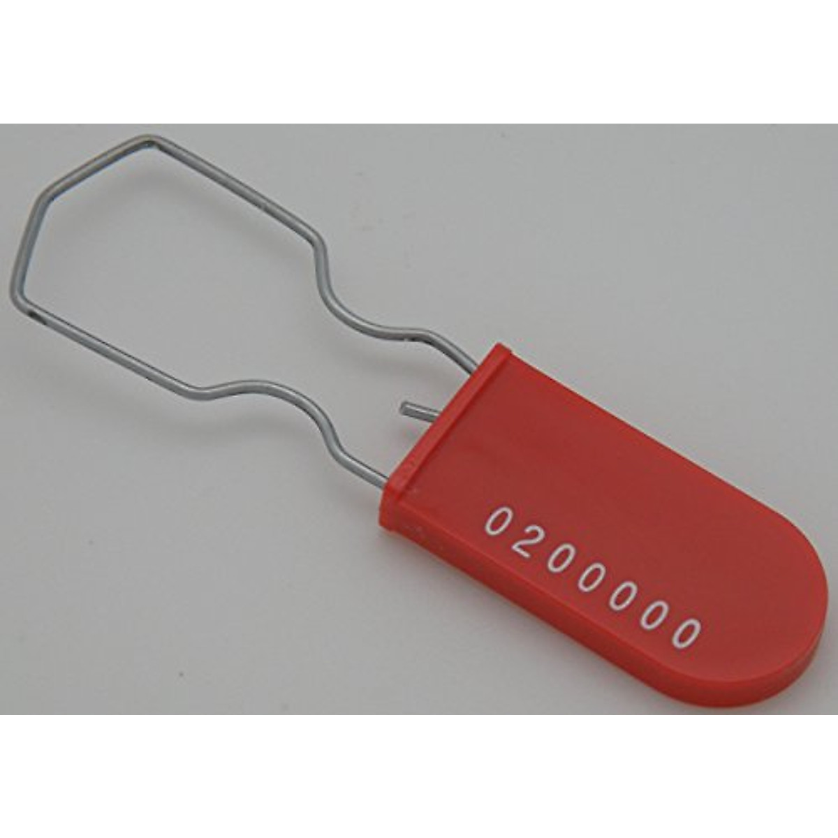 Plastic Wire Padlock Security Seals Sequentially Numbered (Pack of 100) (Red)