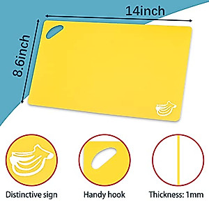 Toplive Plastic Cutting Board Mats,4 Pack Flexible BPA Free Non-Slip Dishwasher Safe Colored Cutting Board Mats with Food Icons