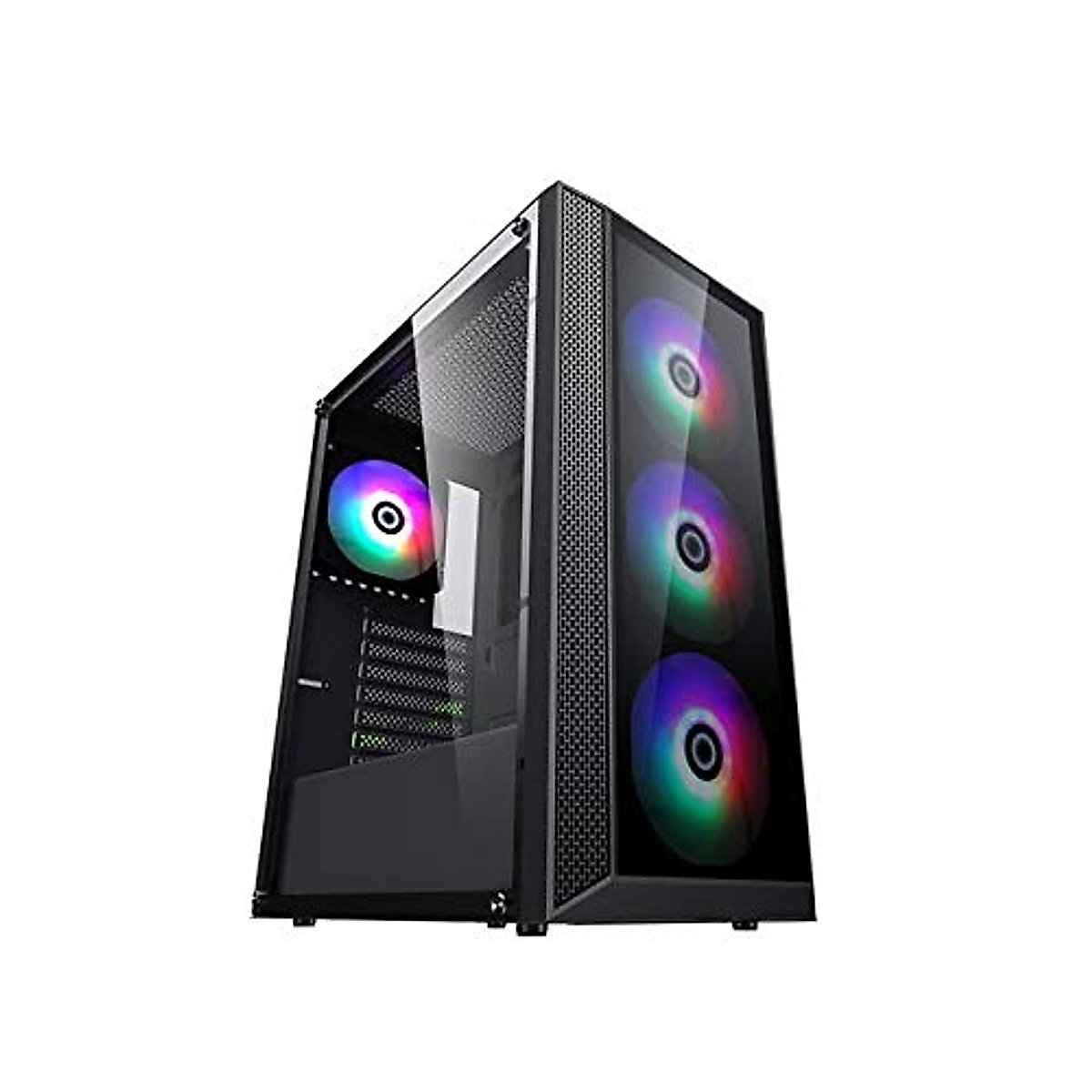 Raidmax ATX Desktop Computer Gaming PC Case Mid Tower PC Case with addressable RGB x3 ARGB Fans ATX PC Case USB 3.0 Tempered Glass PC Case Mesh Window Computer Case with 3 ARGB LED Black PC Case -i403