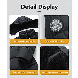 MOERDENG Women's Winter Windproof Warm Down Coats Waterproof Thicken Hooded fashions Puffer Jacket Black 01-XL