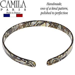 Camila Paris CP2005 French Headband for Women, Handmade Onyx, Strong Hold Grip Women's Hair Band, Ligth and Very Flexible, No Slip and Durable Styling Girls Hair Accessories, Made in France