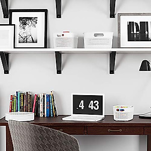 Curver Set of 8 Purl Small Decorative Plastic Organization and Storage Baskets Perfect Bins for Home Office, Closet Shelves, Kitchen Pantry and All Bedroom Essentials, 6.3QT/ 6L, White, 8 Count