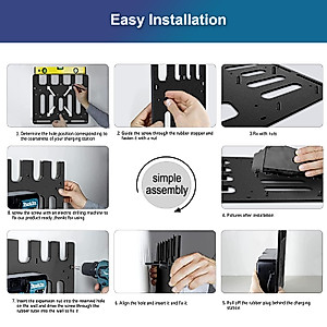 Riuog Wall Mount for Makita Battery Holders and Chargers Wall Mount, Stable 4 Piece Battery Holder 18V 14.4V and Charger Holder and Cordless Drill Driver, Order in Workshop and Garage