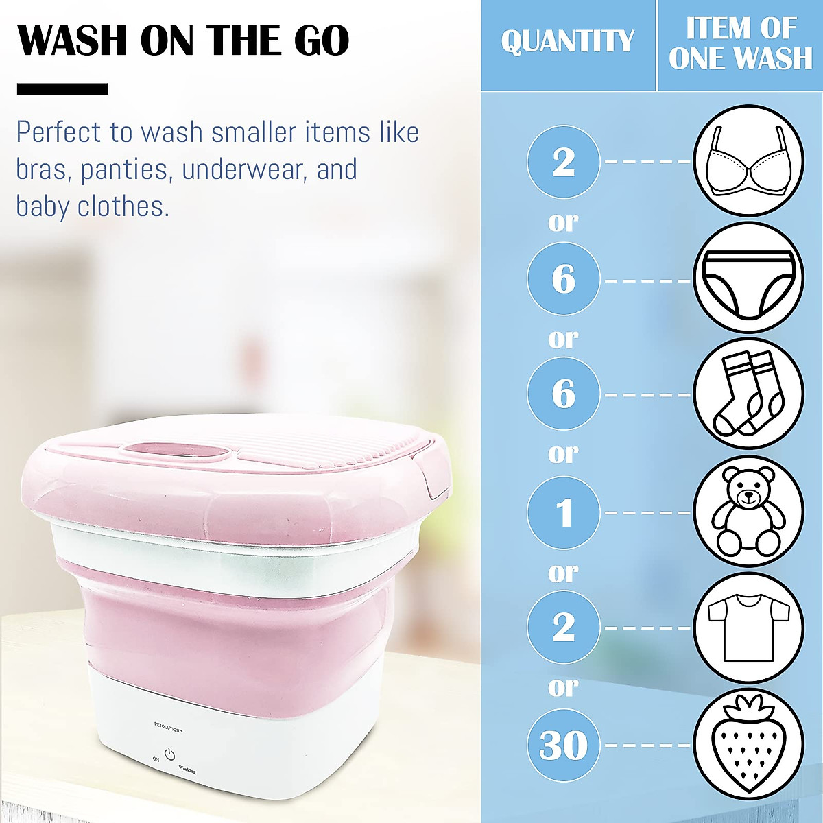 Mini Portable Washing Machine - Folding Washing Machine - Bucket Washer for Clothes Laundry- Collapsible Washing Machine - Underwear Washing Machine for Camping, RV, Travel, Small Spaces