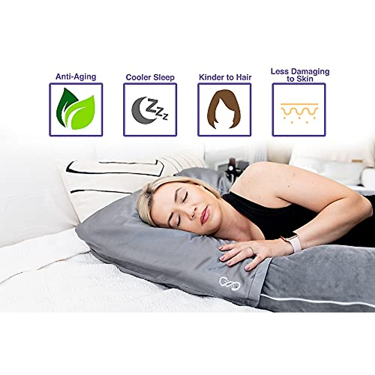 Satin Snuggle Pregnancy Pillow Cover for Cool Skin & Hair Protection during Maternity on U & C Shaped Pregnancy Pillow Cases Blue or Pink Accent Color