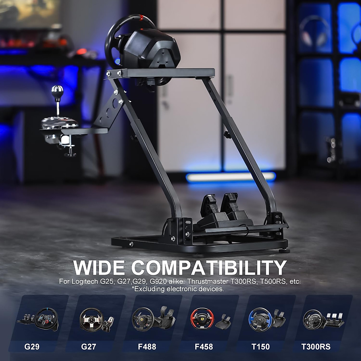 Marada G29 Racing Wheel Stand Height Adjustable，Foldable，Made of Carbon Steel, Can Install Both Shifter and Handbrake,Racing wheel, Support for Logitech G25 G27 G920,Thrustmaster T300RS