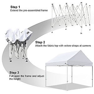 Eurmax USA Patented 10x10 Pop Up Canopy Tent Party Tent Commercial Instant Canopies Shelter with Heavy Duty Roller Bag,Bonus 4 Sand Bags (White)