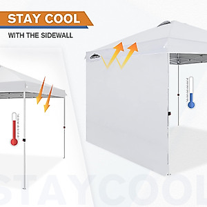 EAGLE PEAK Commercial Pop up Canopy with 1 Sidewall, Heavy Duty Canopy Tent 10x10, Roller Bag and 4 Weight Bags, White