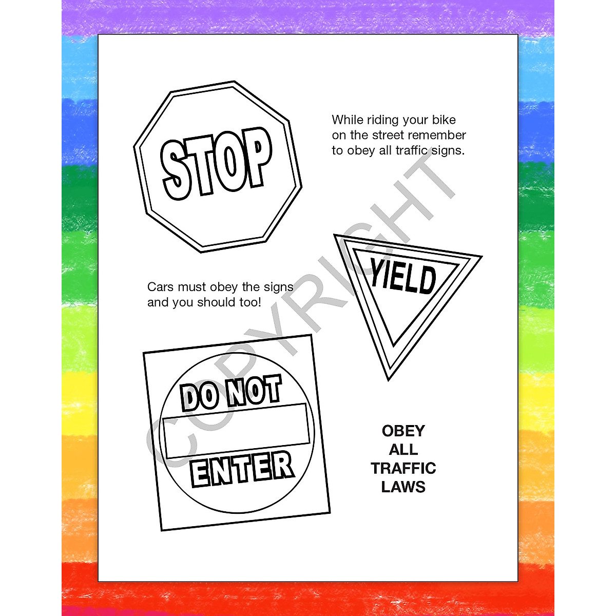 ZOCO - Bike Safety - Educational Coloring Books (25 Bulk Pack, Without Crayons) - Bicycle Rules, Road, Helmet Safety - Games, Puzzles, Activities for Kids