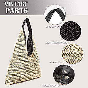 Hobo Shoulder Bags Woven Tote Bag Minimalist Trendy Purse Casual Shopping Handbags Slouchy Straw bag for Women(beige-1)