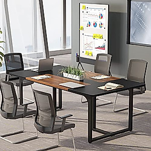 Tribesigns 70.86" Executive Desk, Large Office Computer Desk with Strong Metal Frame, Wooden Workstation Business Furniture, 8 People Rectangle Conference Table for Home Office