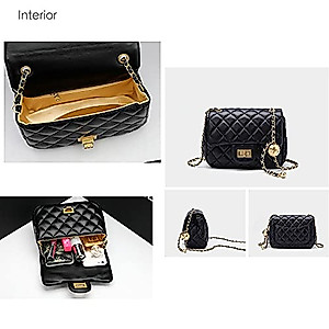 Jopchunm Designer Handbags Leather Clutch Small Quilted Purse Black Crossbody Bags for Women