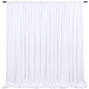 White Backdrop Curtains 2 Panels 5ft x 10ft Polyester Photo Backdrop Drapes for Wedding Party Background Decorations