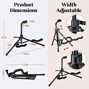 CAHAYA Guitar Stand Acoustic Floor Folding Guitar Holder Stand Tripod Metal Universal for Acoustic Classical Electric Guitars Bass Ukulele Violin Banjo Mandolin CY0242